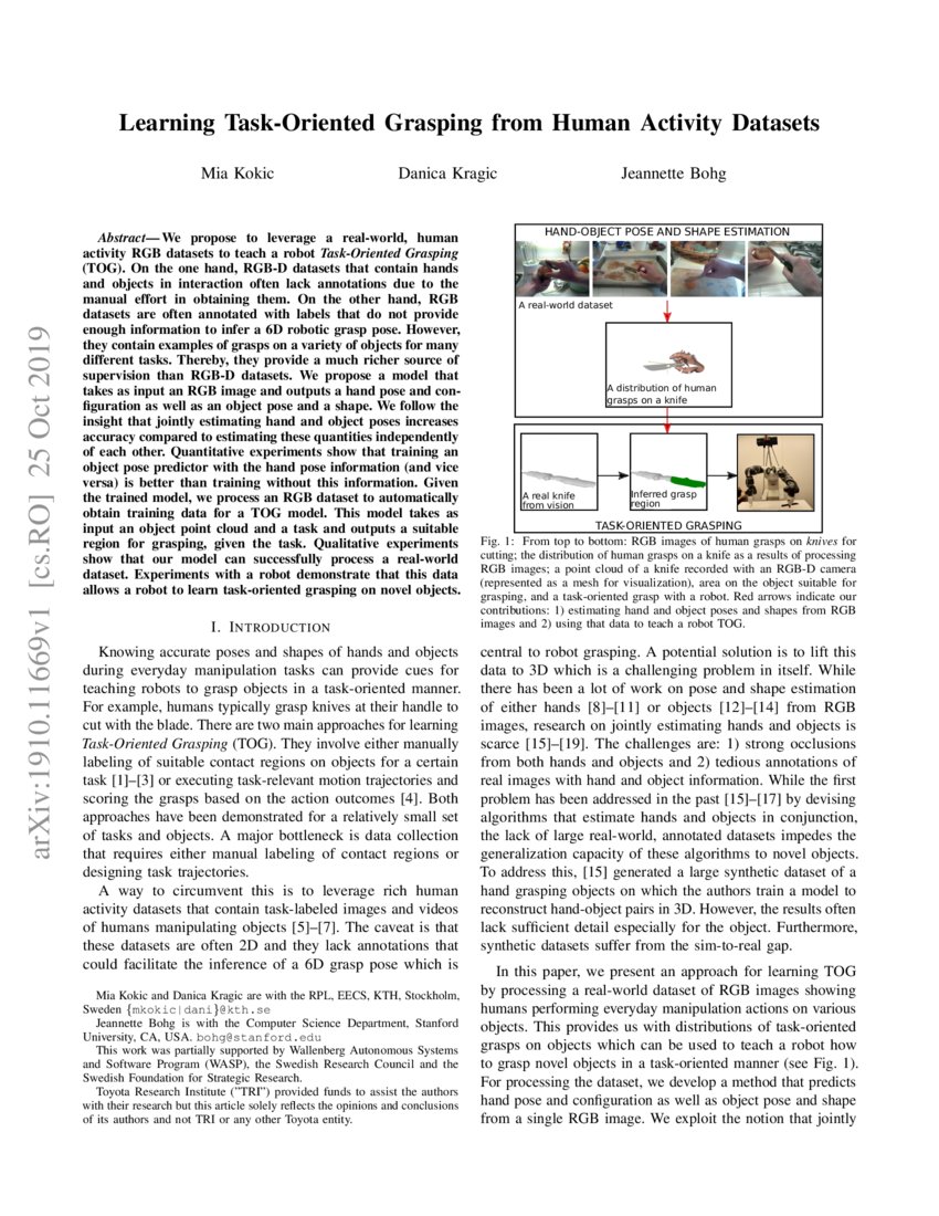 Learning Task-Oriented Grasping from Human Activity Datasets | DeepAI Learning Task-Oriented Grasping from Human Activity Datasets | DeepAI