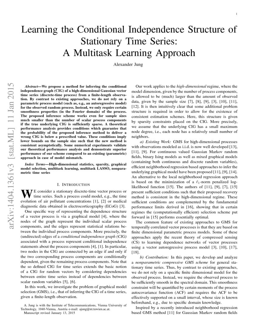 Learning the Conditional Independence Structure of Stationary Time ...