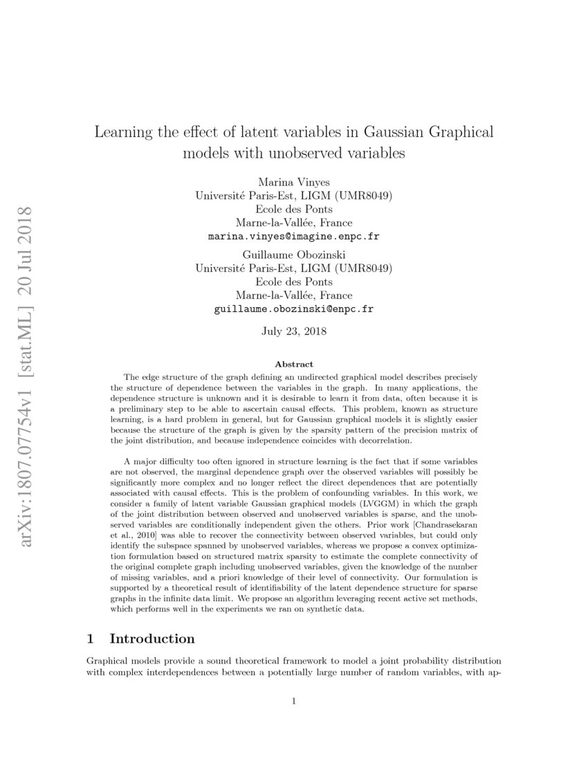 Learning the effect of latent variables in Gaussian Graphical models with unobserved variables ...