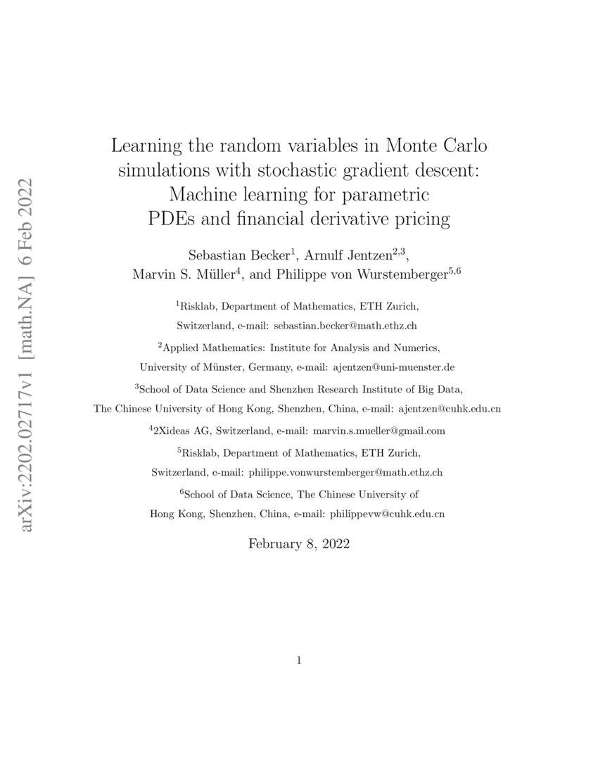 Learning The Random Variables In Monte Carlo Simulations With Stochastic Gradient Descent