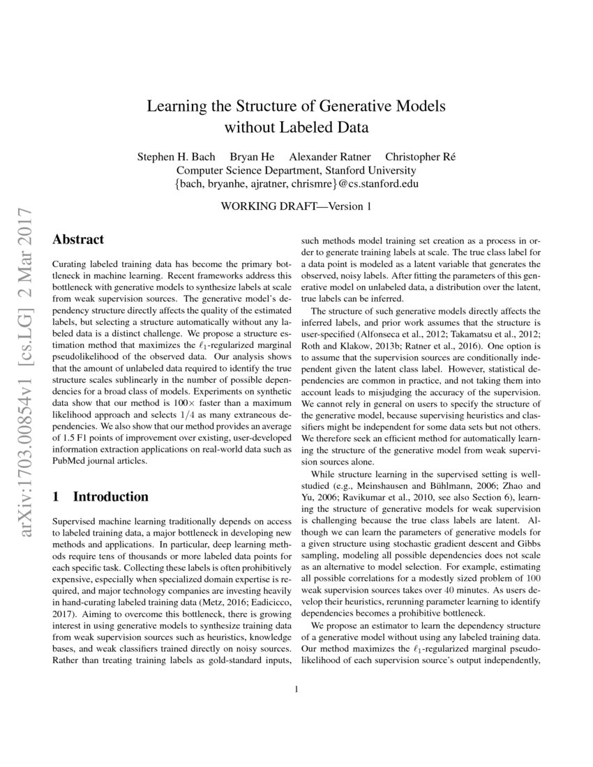Learning The Structure Of Generative Models Without Labeled Data Deepai
