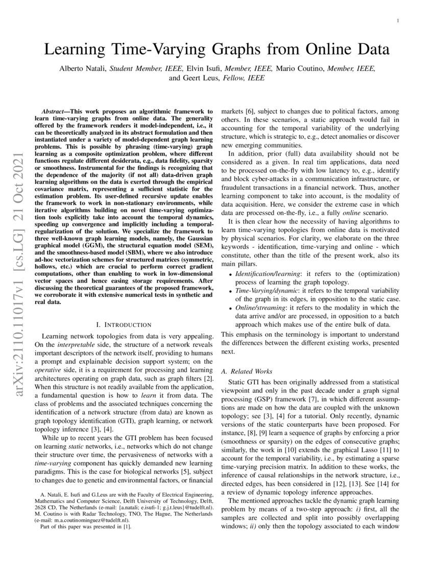 Learning Time-Varying Graphs from Online Data | DeepAI