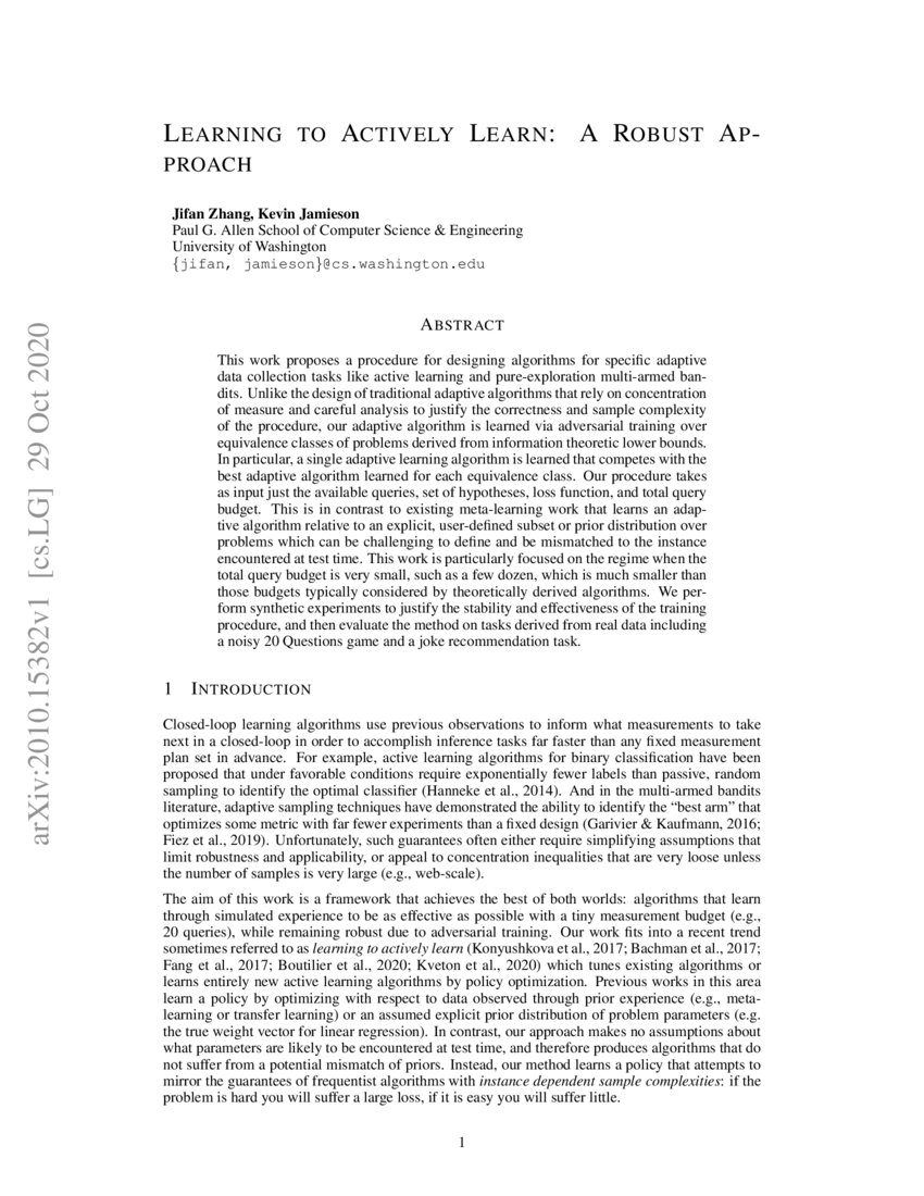 Learning to Actively Learn: A Robust Approach | DeepAI