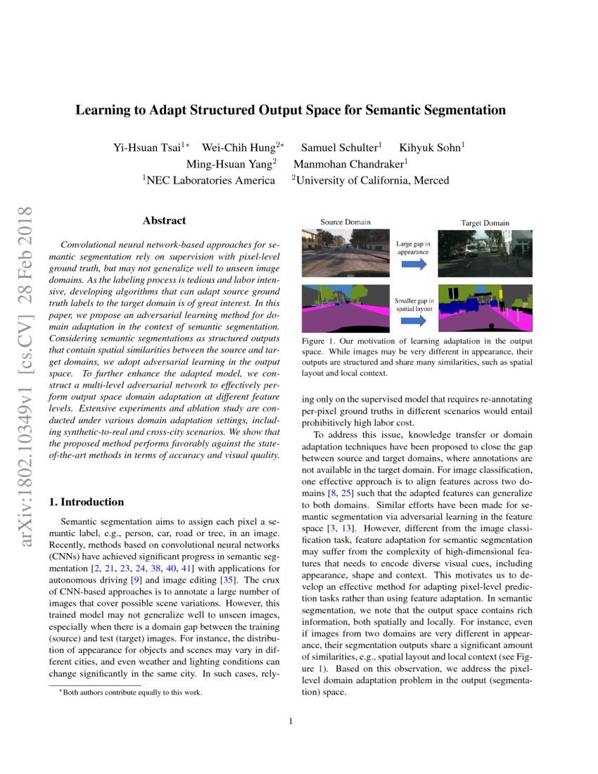 Learning to Adapt Structured Output Space for Semantic Segmentation | DeepAI