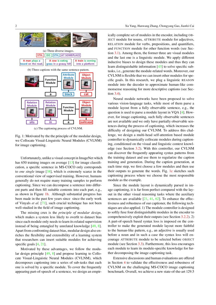 Learning To Collocate Visual Linguistic Neural Modules For Image Captioning Deepai