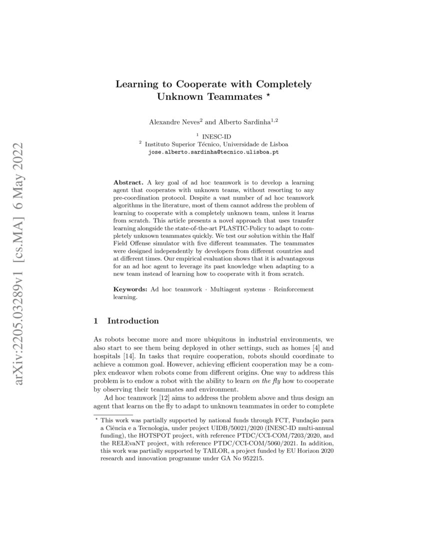 Learning to Cooperate with Completely Unknown Teammates | DeepAI