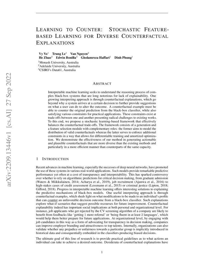 Learning To Counter Stochastic Feature Based Learning For Diverse