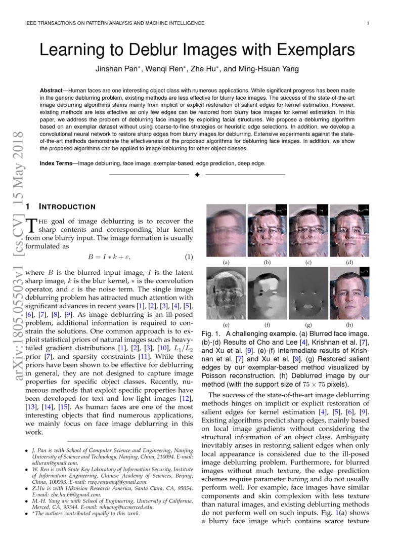 Learning to Deblur Images with Exemplars | DeepAI