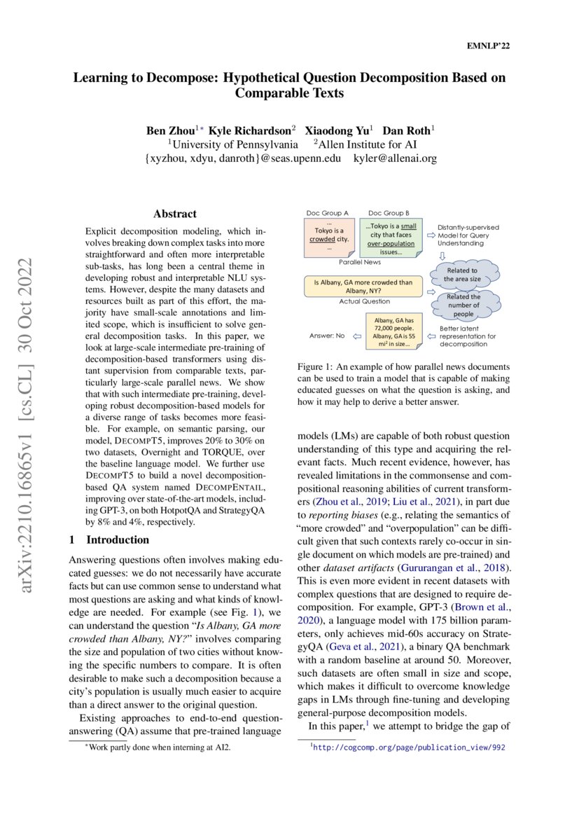 Learning To Decompose Hypothetical Question Decomposition Based On