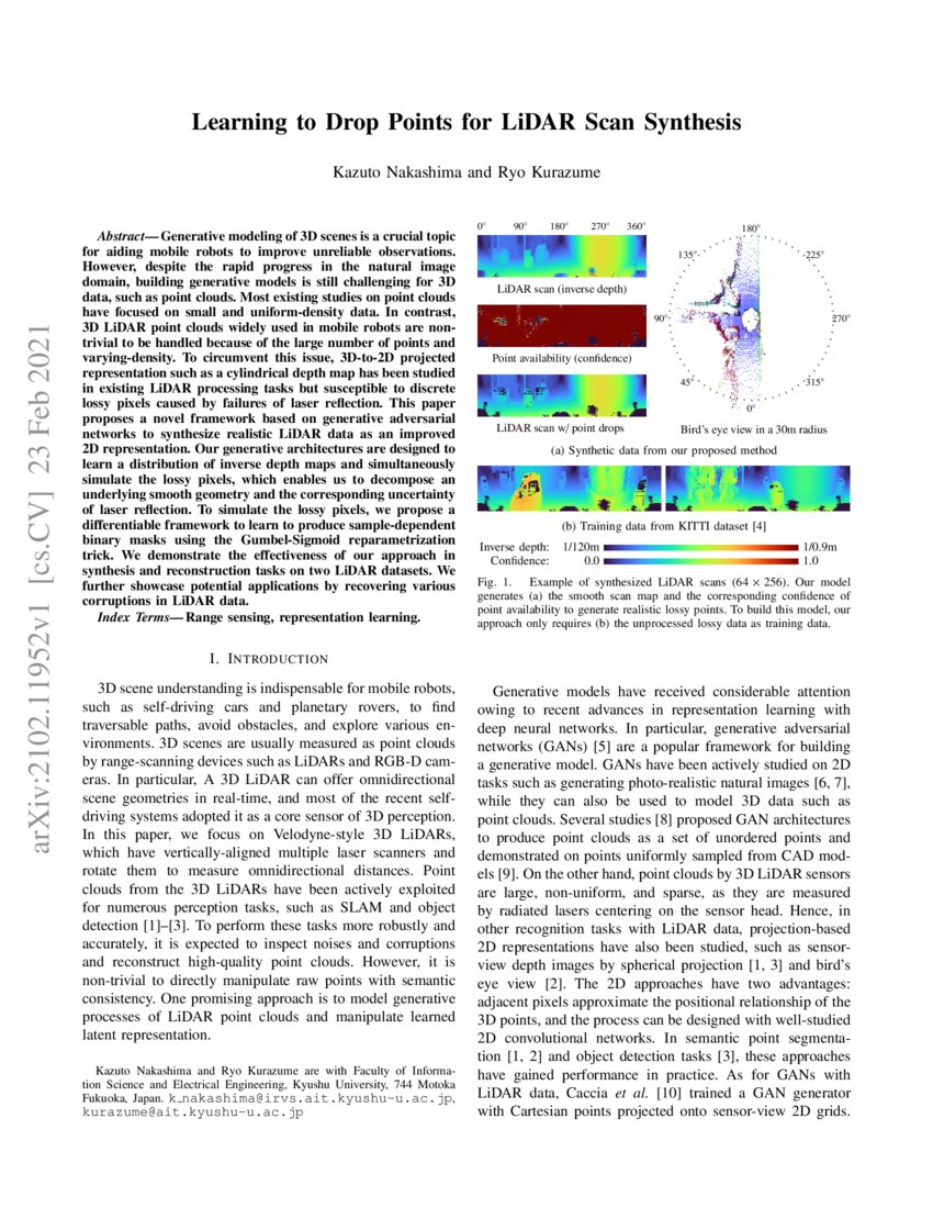 Learning to Drop Points for LiDAR Scan Synthesis | DeepAI