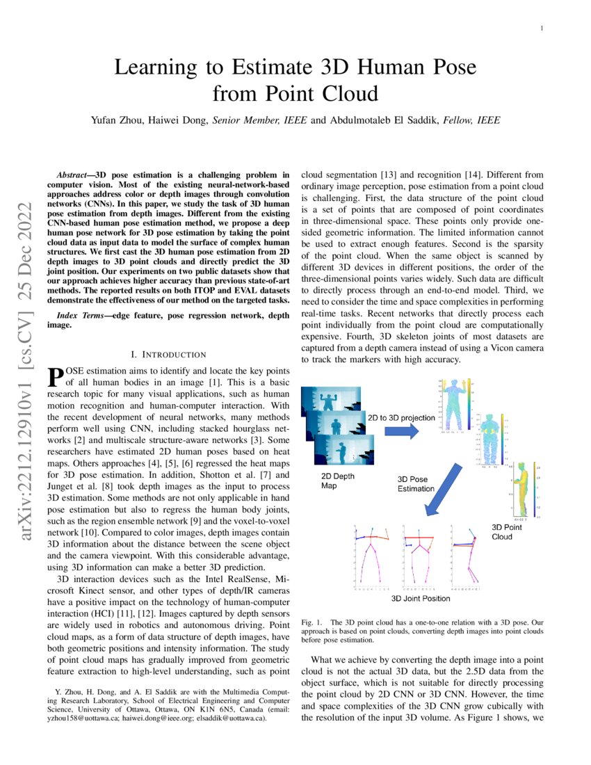 Learning to Estimate 3D Human Pose from Point Cloud | DeepAI