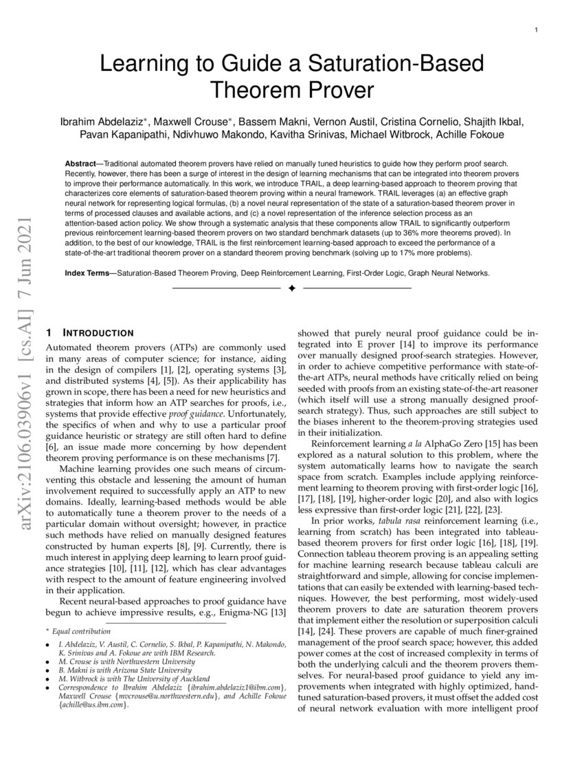 Learning To Guide A Saturation Based Theorem Prover Deepai
