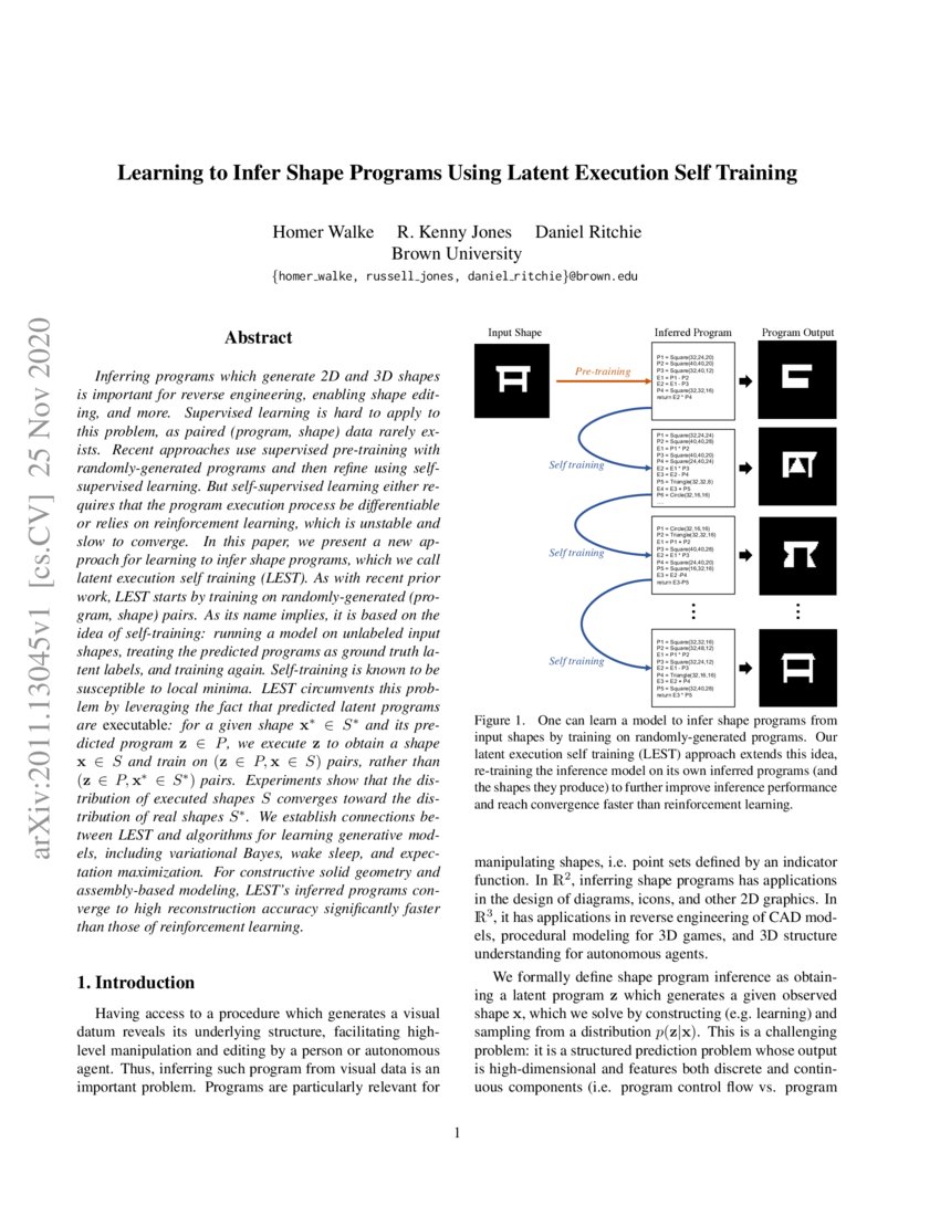 Learning To Infer Shape Programs Using Latent Execution Self Training Deepai