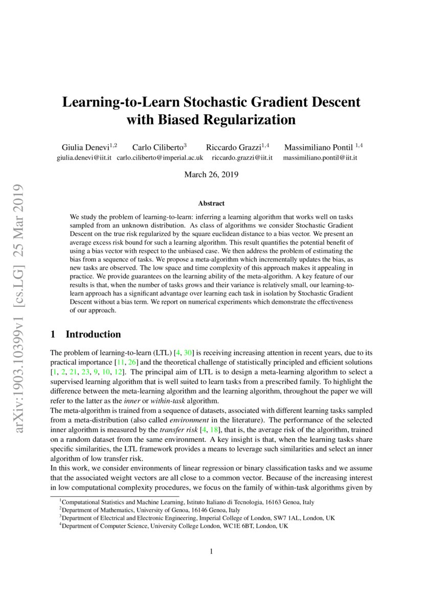 Learning-to-Learn Stochastic Gradient Descent with Biased ... Learning-to-Learn Stochastic Gradient Descent with Biased ...