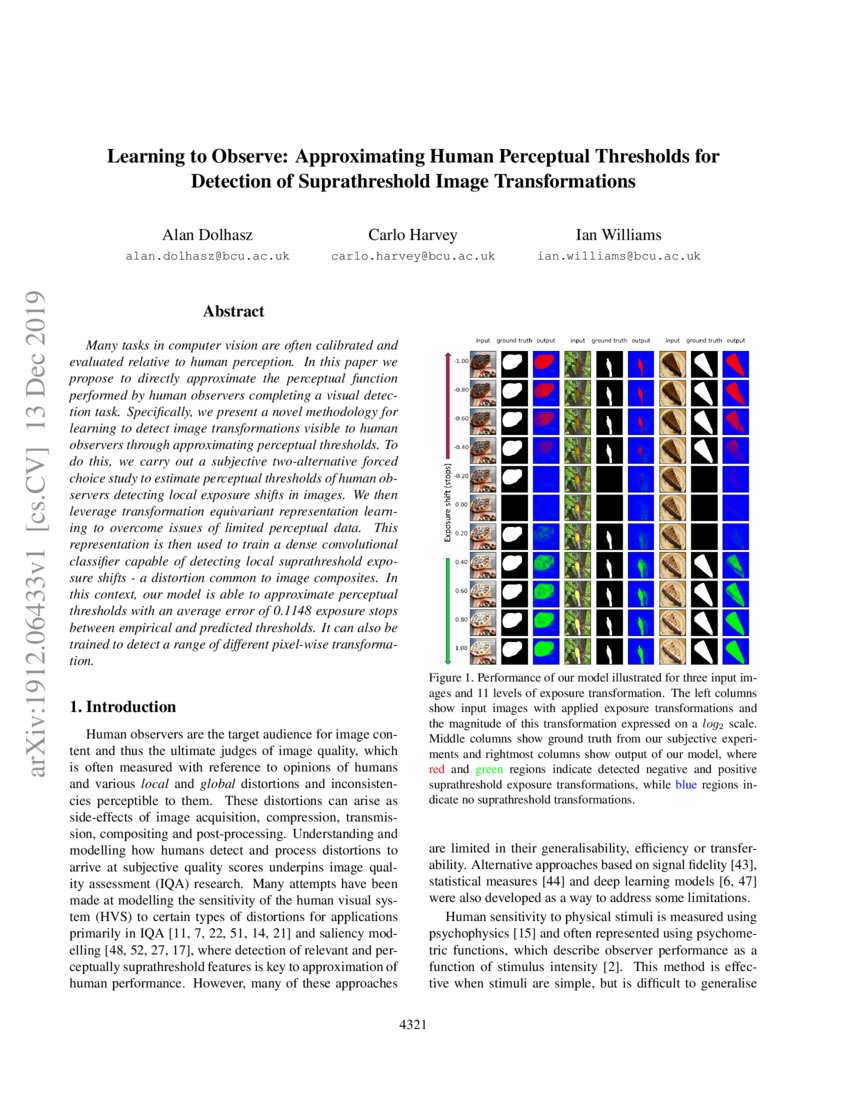 Learning to Observe: Approximating Human Perceptual Thresholds for Detection of Suprathreshold ...