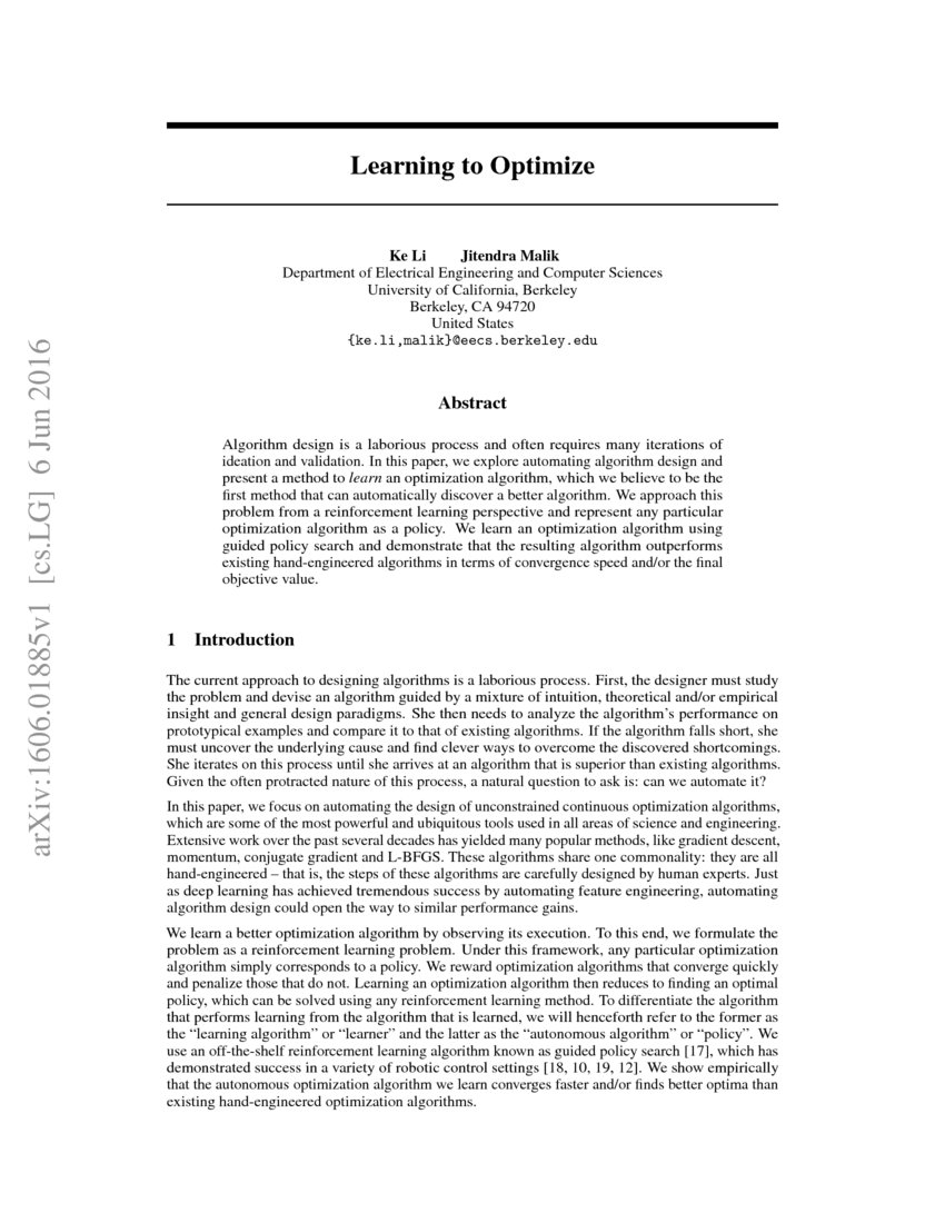 Learning to Optimize | DeepAI