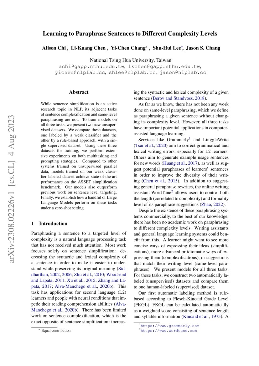 Learning to Paraphrase Sentences to Different Complexity Levels | DeepAI