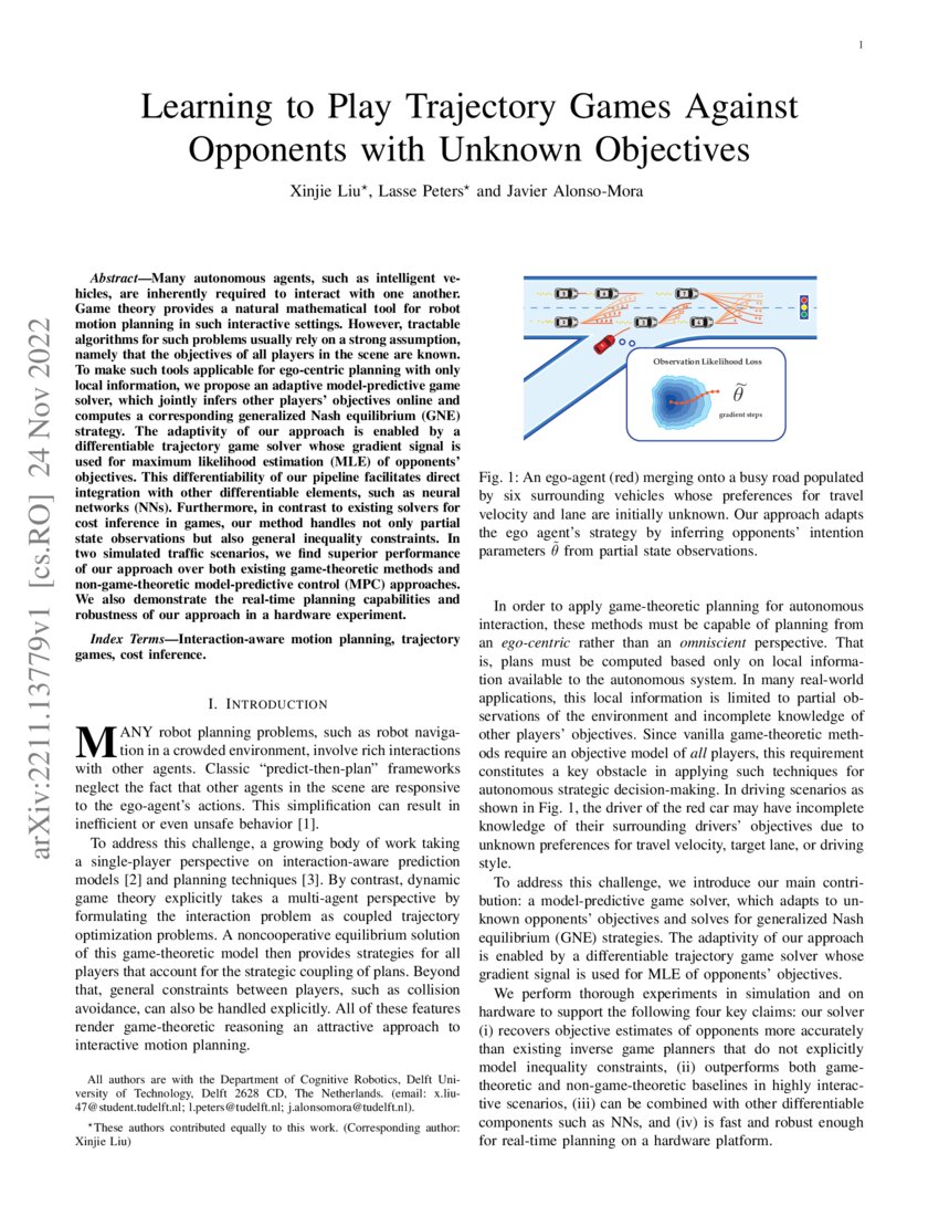 Learning To Play Trajectory Games Against Opponents With Unknown