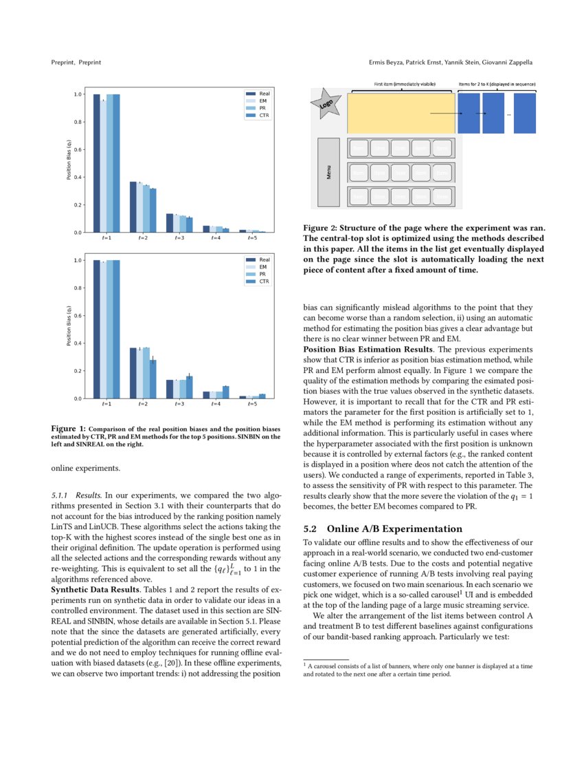 Learning to Rank in the Position Based Model with Bandit Feedback | DeepAI