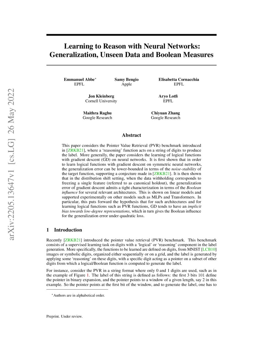 Learning To Reason With Neural Networks Generalization Unseen Data And Boolean Measures Deepai
