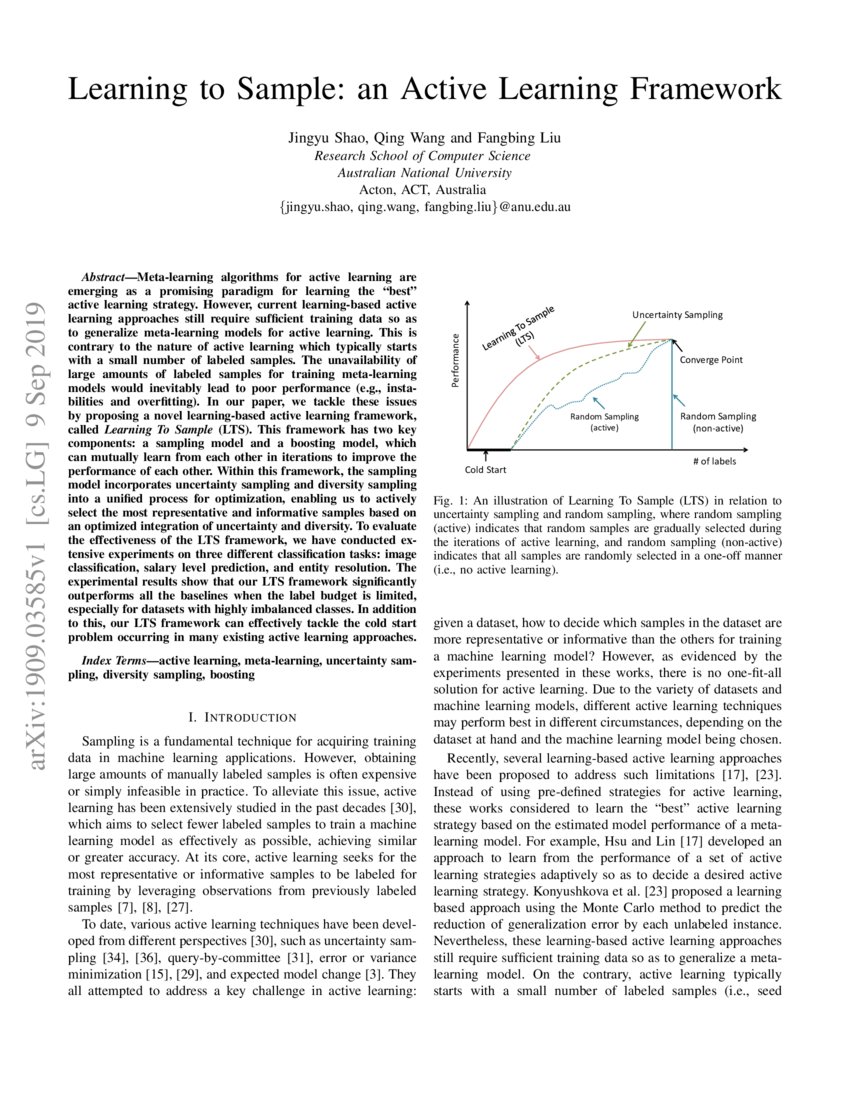 Learning to Sample: an Active Learning Framework | DeepAI