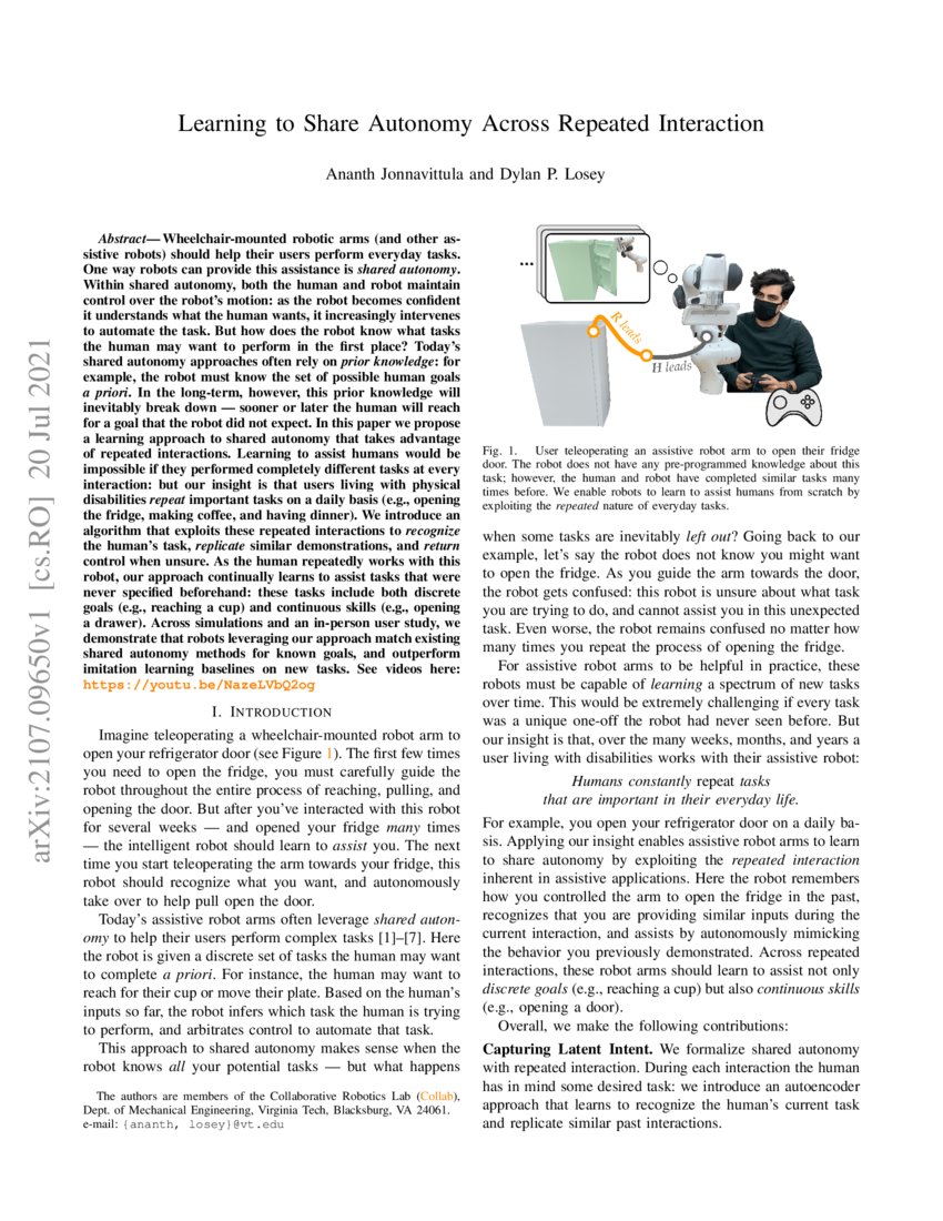 Learning to Share Autonomy Across Repeated Interaction | DeepAI