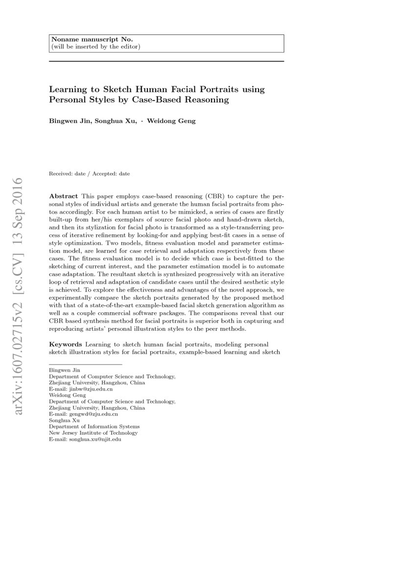 Learning to Sketch Human Facial Portraits using Personal Styles by Case ...