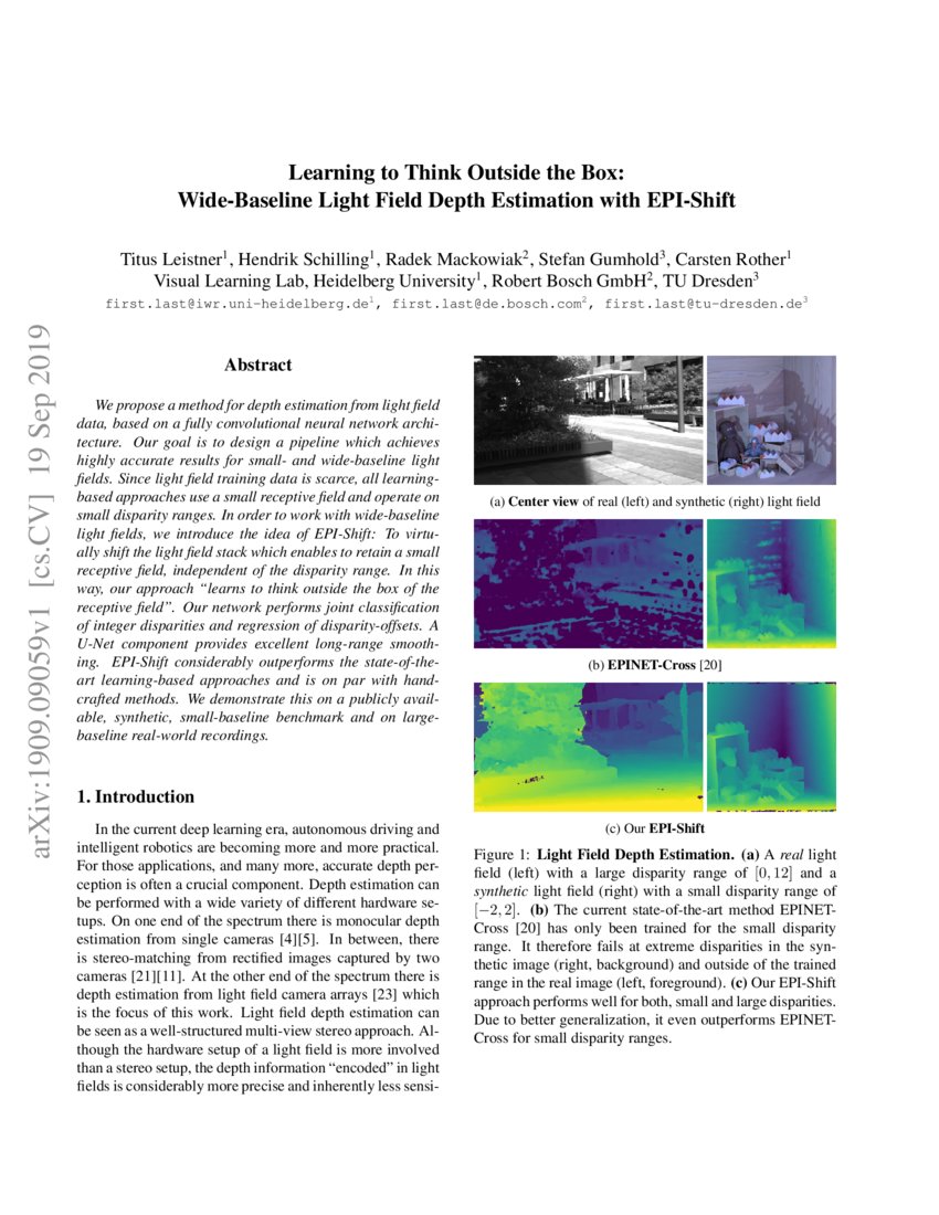 Learning to Think Outside the Box: Wide-Baseline Light Field Depth Estimation with EPI-Shift ...