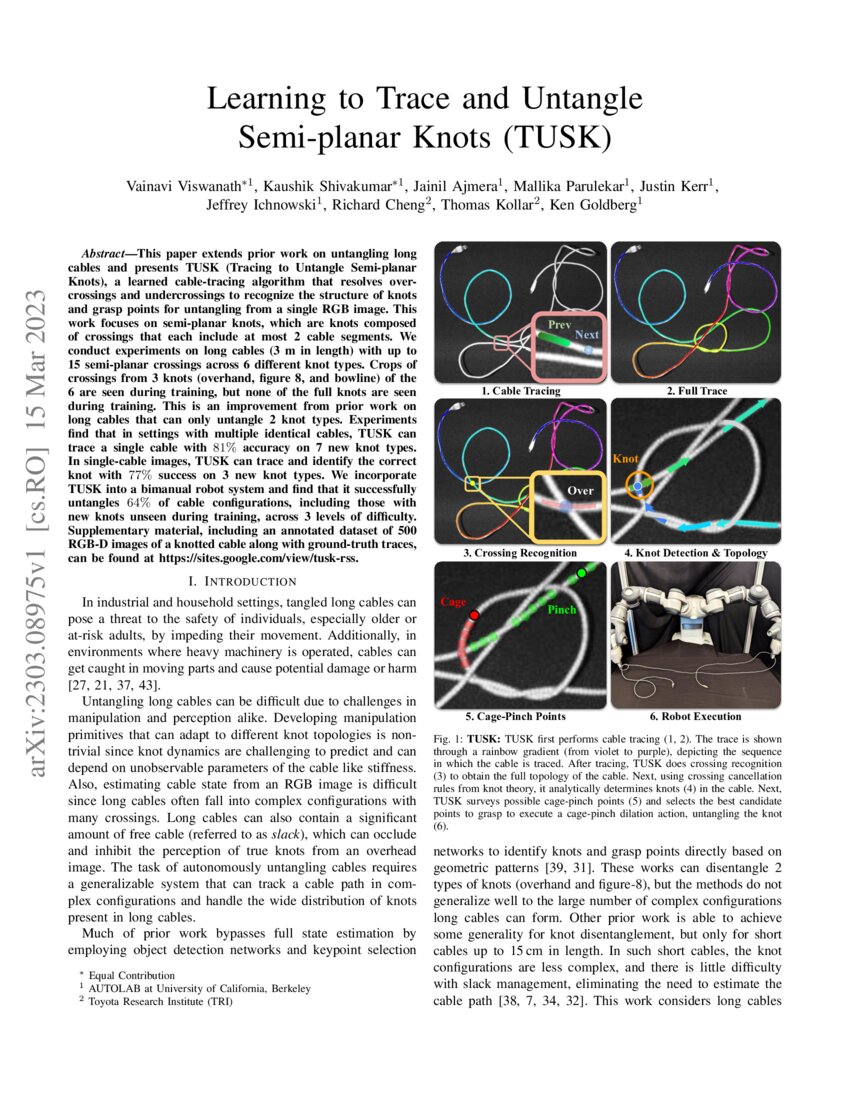 Learning to Trace and Untangle Semi-planar Knots (TUSK) | DeepAI