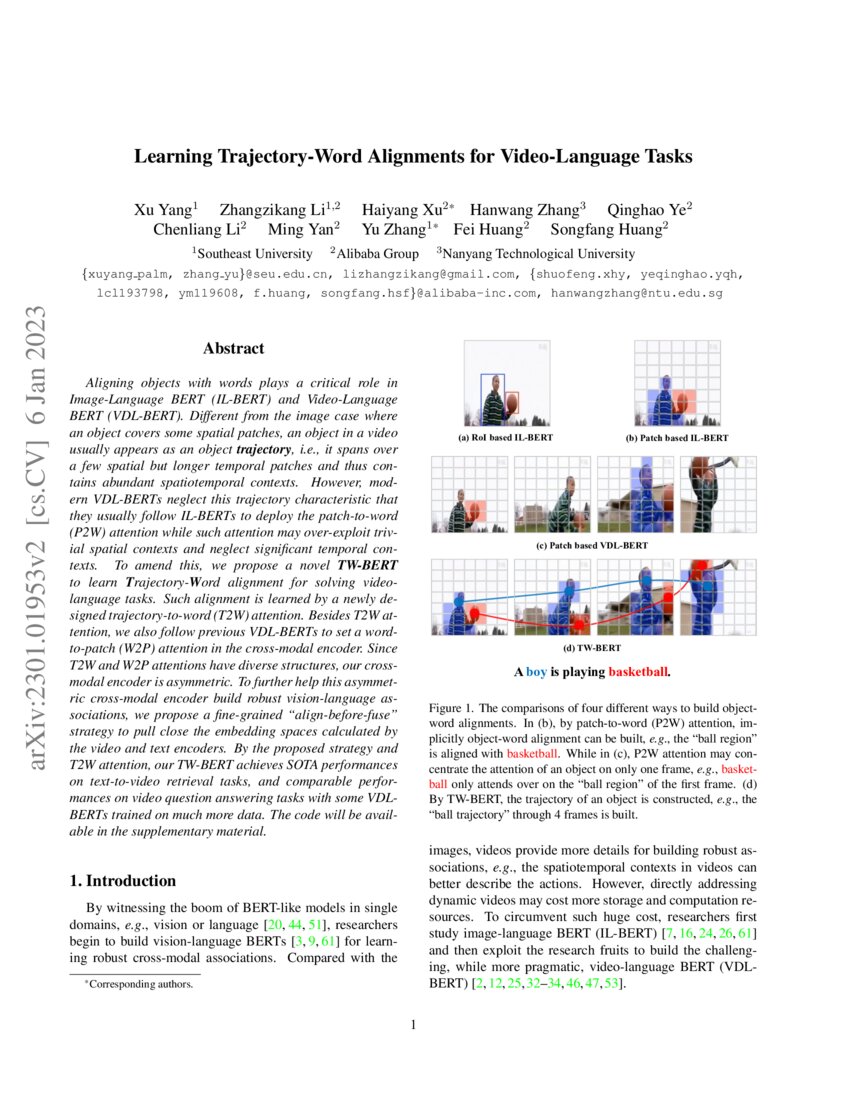 Learning Trajectory-Word Alignments for Video-Language Tasks | DeepAI