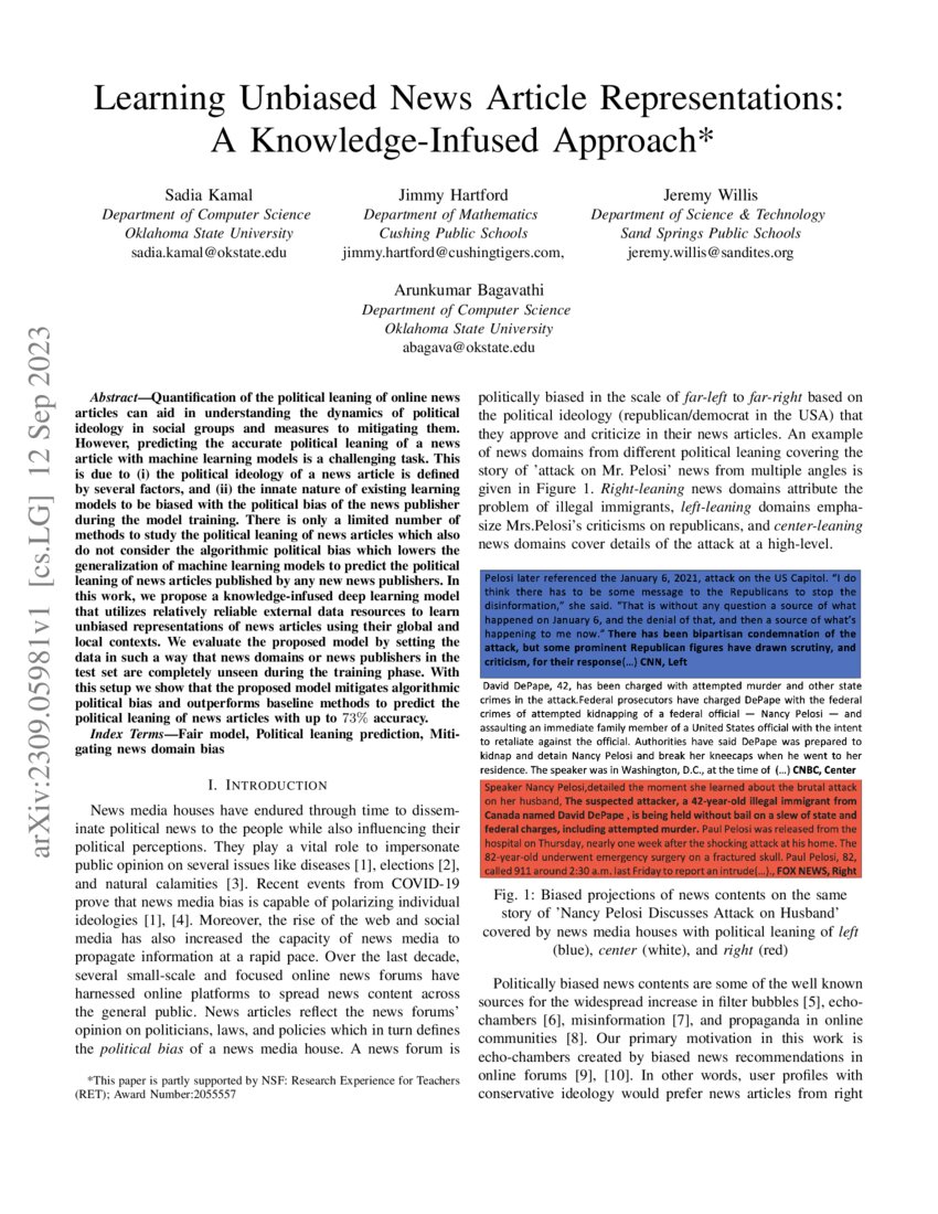 Learning Unbiased News Article Representations: A Knowledge-Infused Approach | DeepAI