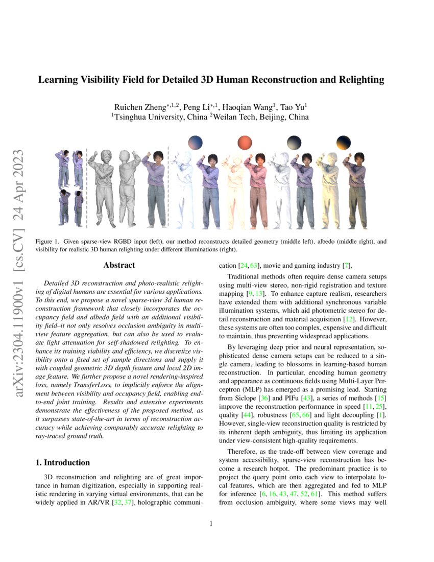 Learning Visibility Field for Detailed 3D Human Reconstruction and ...