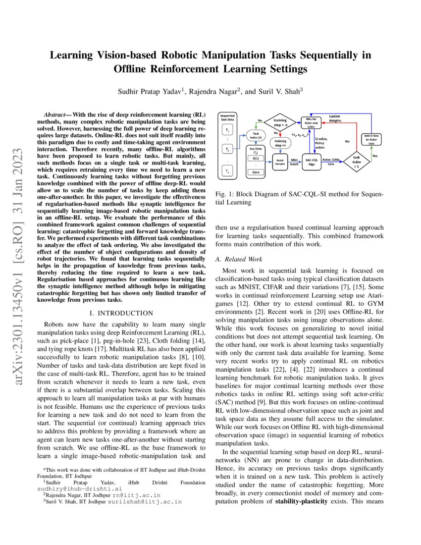 Learning Vision Based Robotic Manipulation Tasks Sequentially In Offline Reinforcement Learning