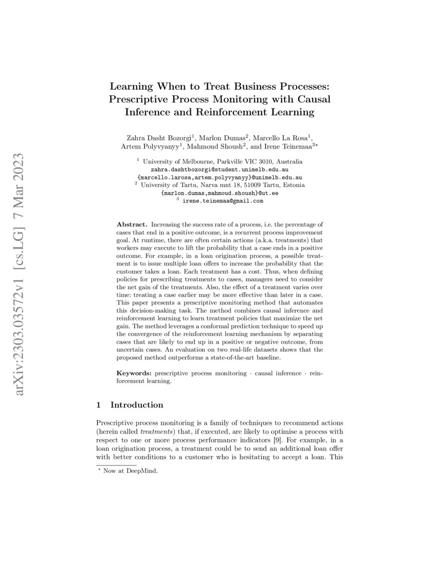 Learning When To Treat Business Processes Prescriptive Process