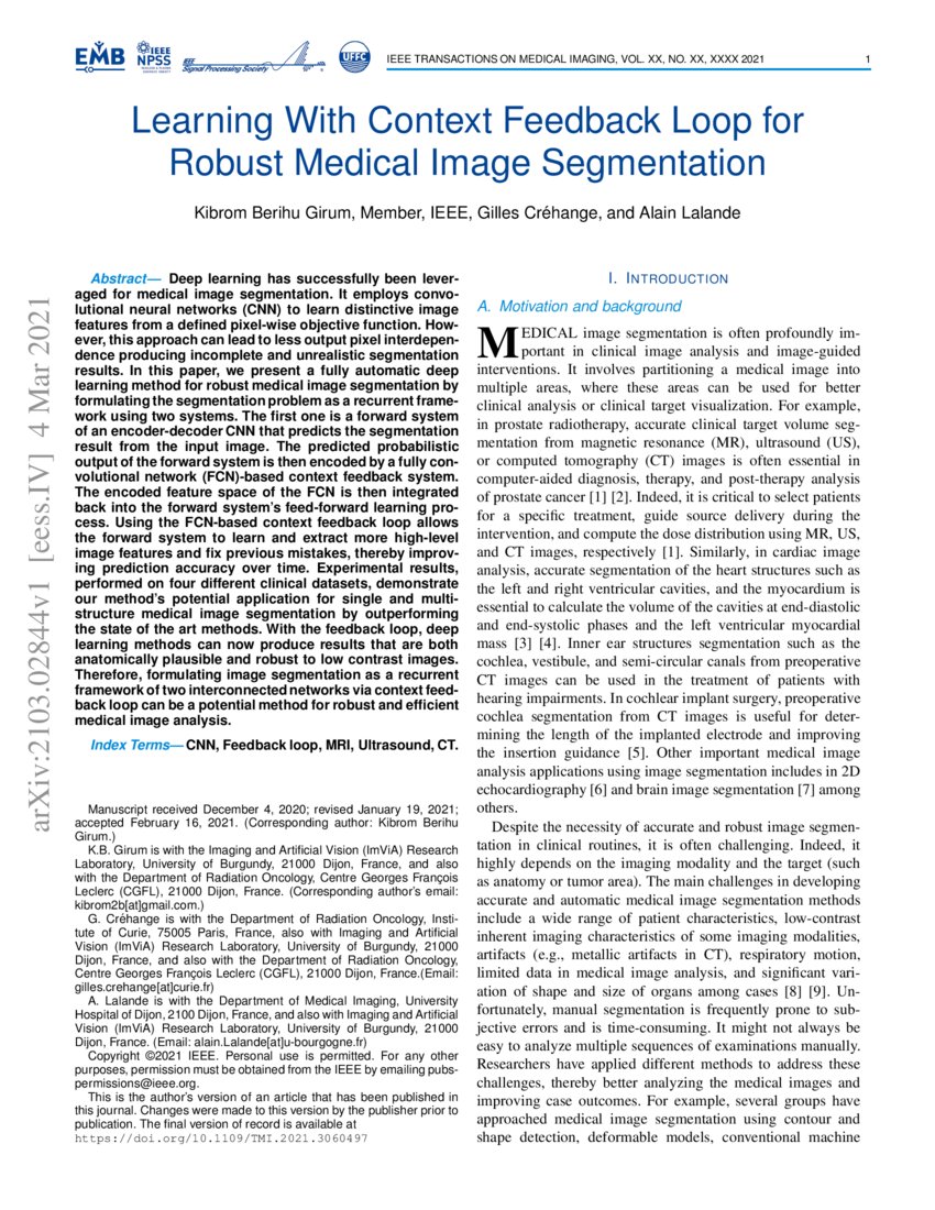 Learning With Context Feedback Loop for Robust Medical Image Segmentation | DeepAI