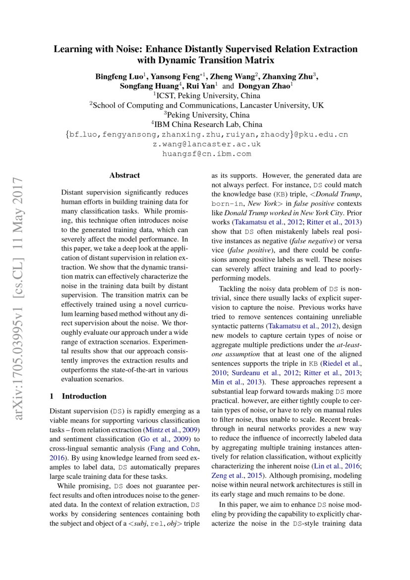 Learning With Noise Enhance Distantly Supervised Relation Extraction With Dynamic Transition