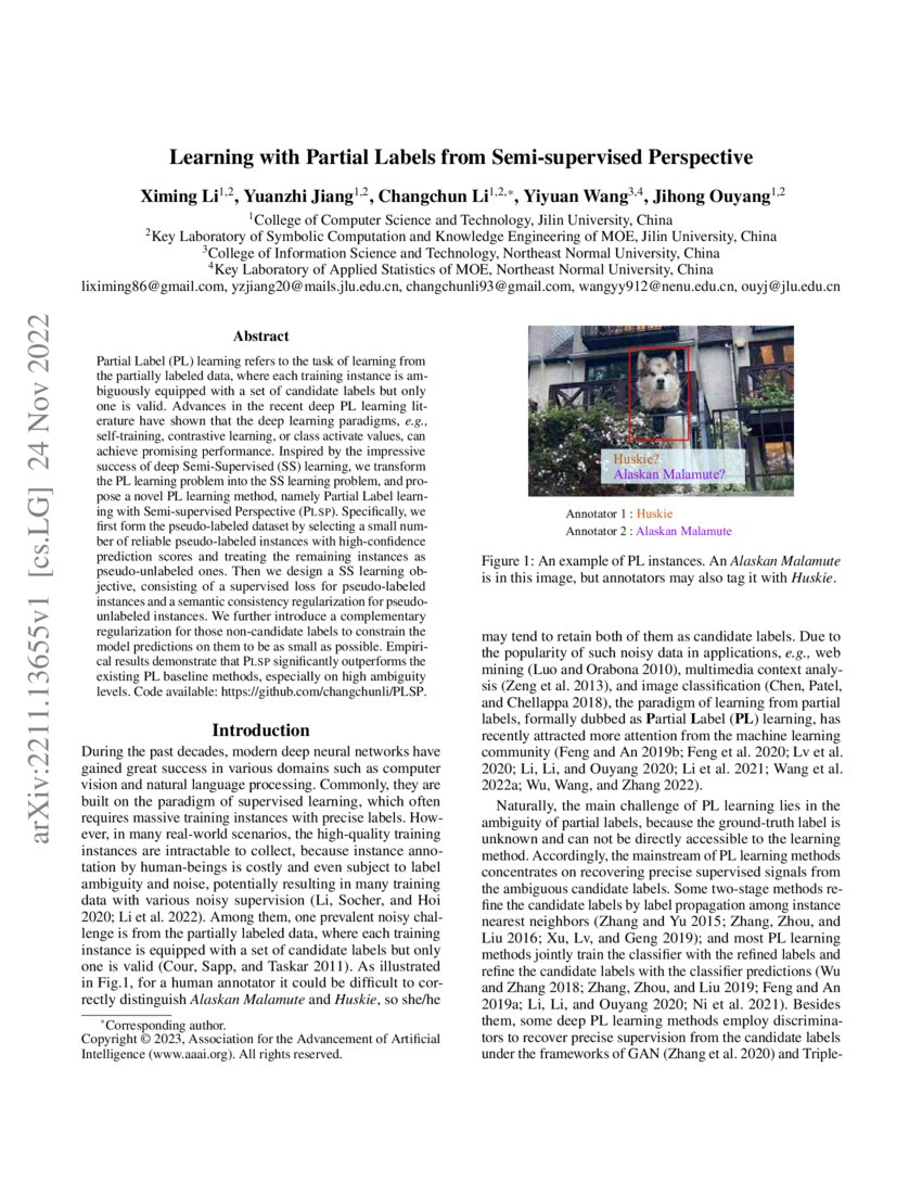 Learning with Partial Labels from Semi-supervised Perspective | DeepAI Learning with Partial Labels from Semi-supervised Perspective | DeepAI