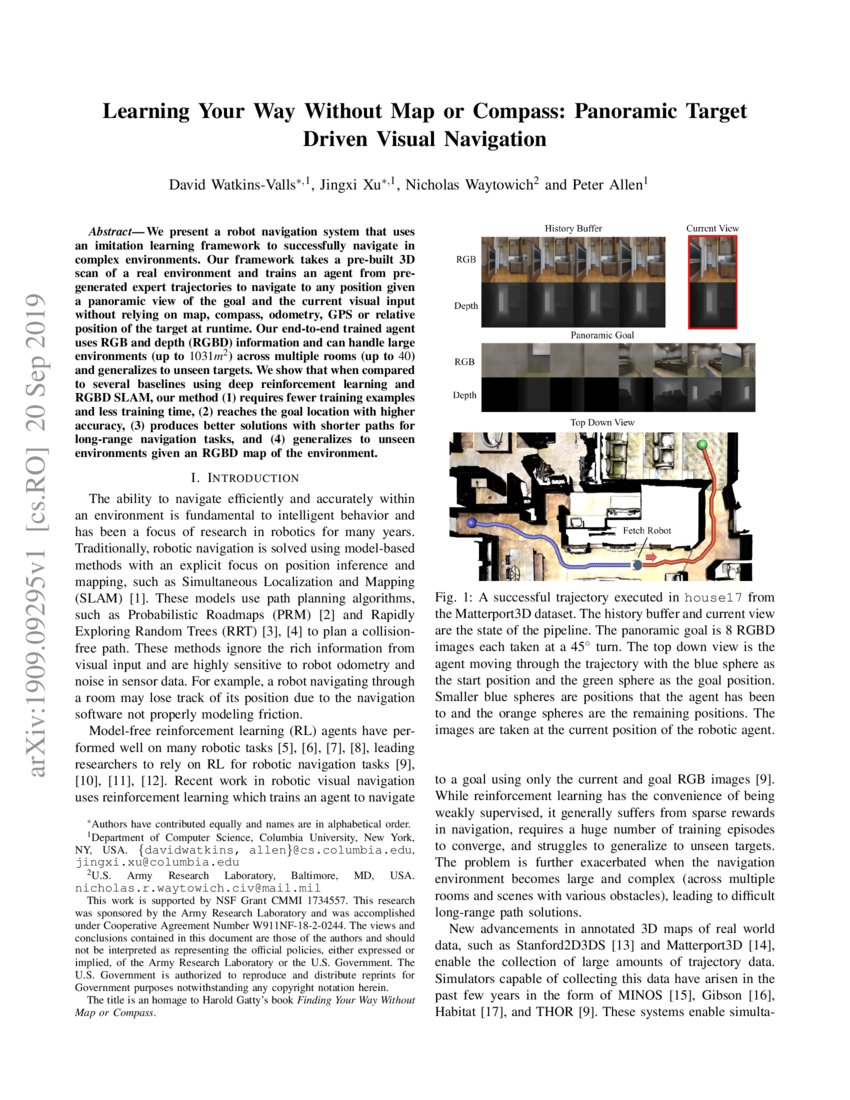 Learning Your Way Without Map or Compass: Panoramic Target Driven Visual Navigation | DeepAI