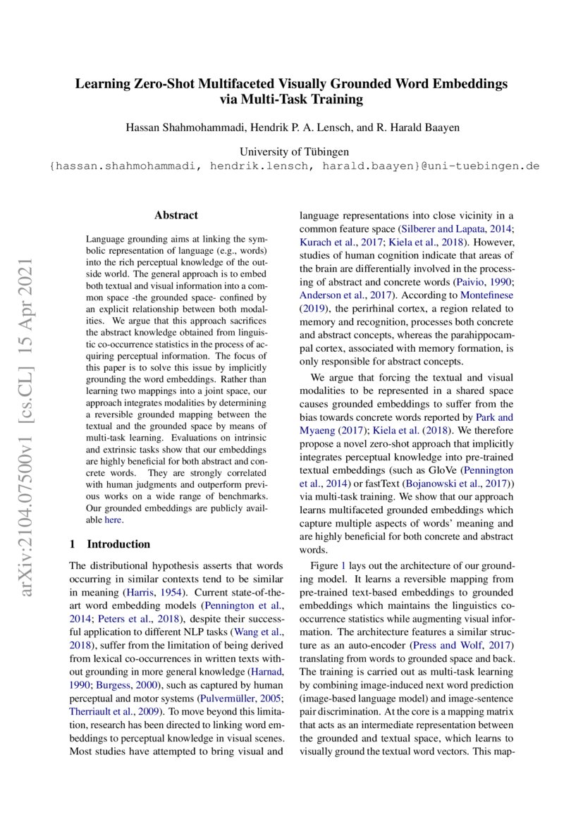 Learning Zero-Shot Multifaceted Visually Grounded Word Embeddingsvia ...