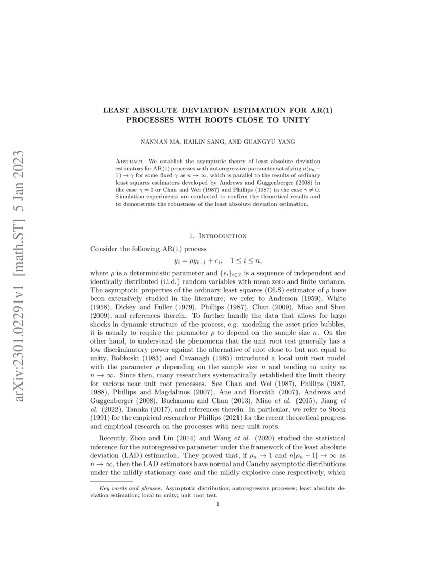 Least Absolute Deviation Estimation For Ar 1 Processes With Roots Close To Unity Deepai