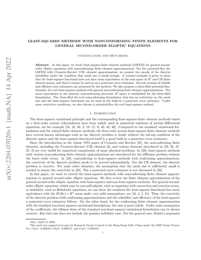 Least Squares Methods With Nonconforming Finite Elements For General