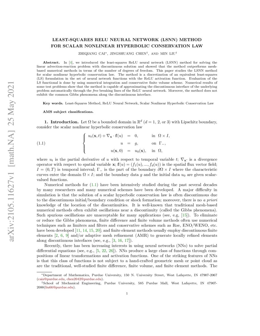 Least-Squares ReLU Neural Network (LSNN) Method For Scalar Nonlinear Hyperbolic Conservation Law ...