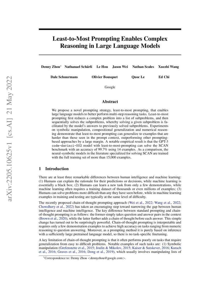 Least To Most Prompting Enables Complex Reasoning In Large Language Models Deepai