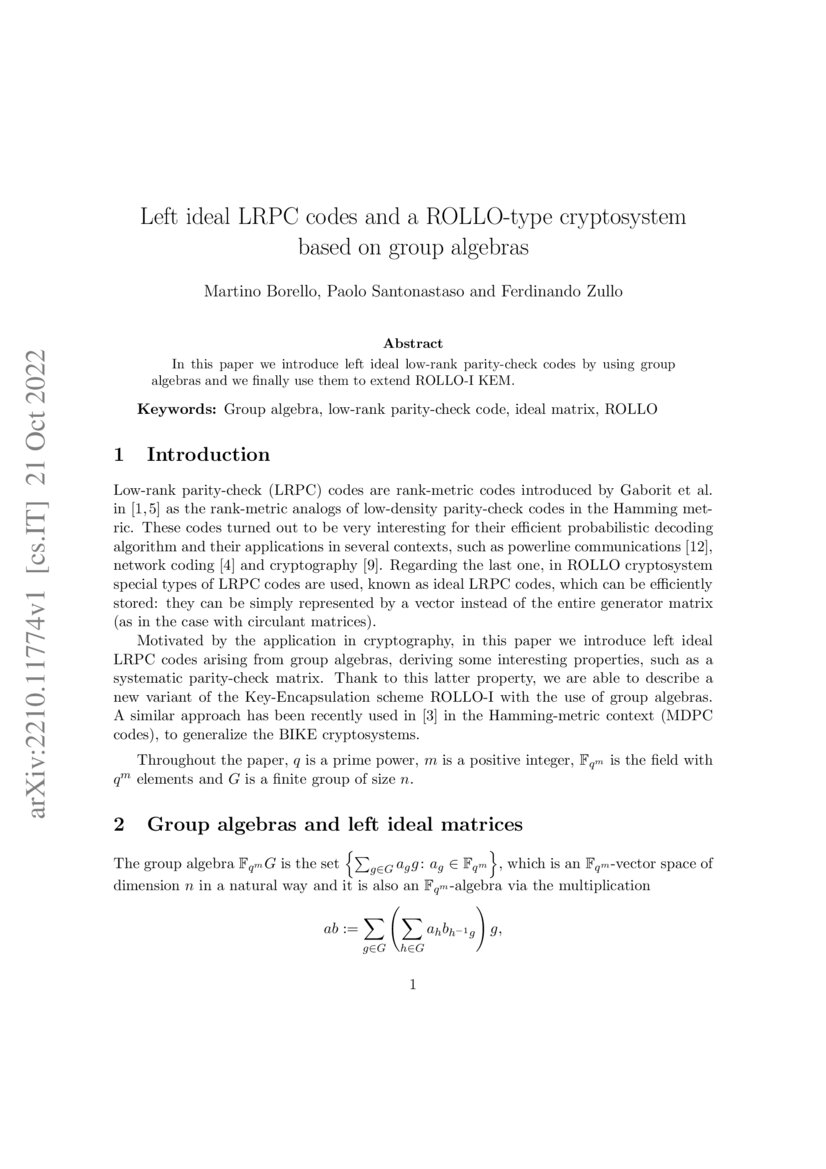 Left ideal LRPC codes and a ROLLO-type cryptosystem based on group ...