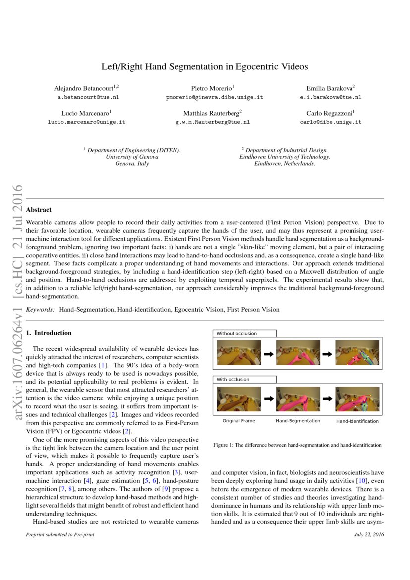 Left/Right Hand Segmentation in Egocentric Videos | DeepAI