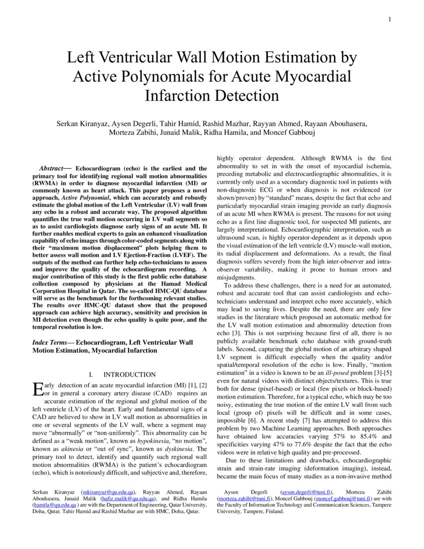 Left Ventricular Wall Motion Estimation by Active Polynomials for Acute ...