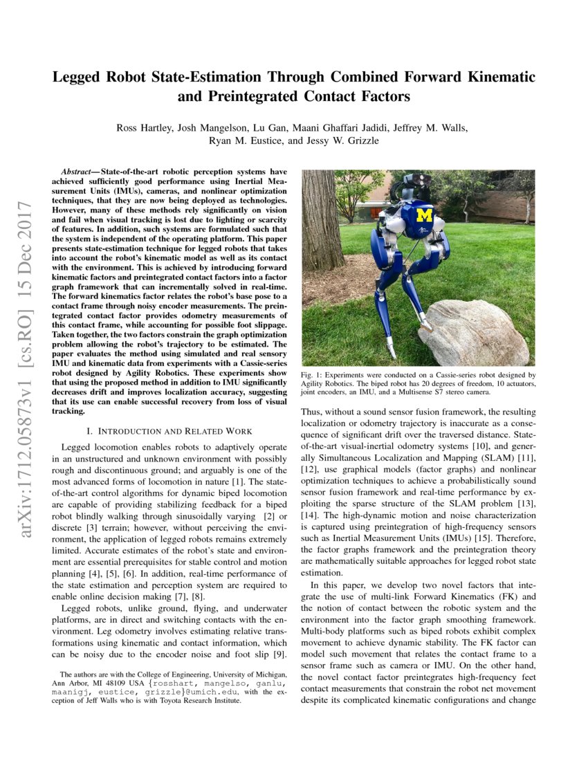 Legged Robot State Estimation Through Combined Forward Kinematic And Preintegrated Contact