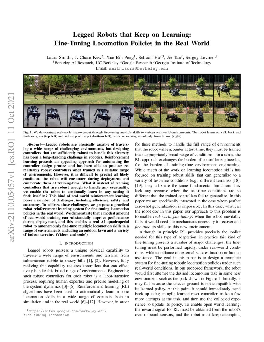 Legged Robots that Keep on Learning: Fine-Tuning Locomotion Policies in the Real World | DeepAI