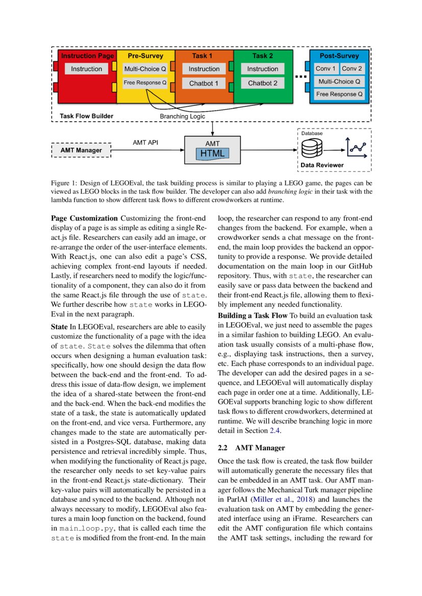 Legoeval An Open Source Toolkit For Dialogue System Evaluation Via Crowdsourcing Deepai