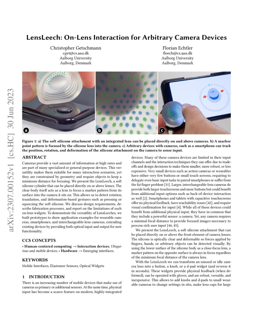 LensLeech: On-Lens Interaction for Arbitrary Camera Devices | DeepAI